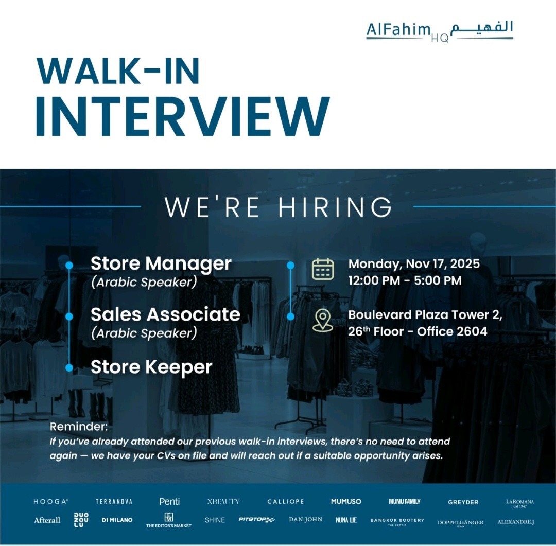 AlFahim HQ Walk in Interviews in Dubai