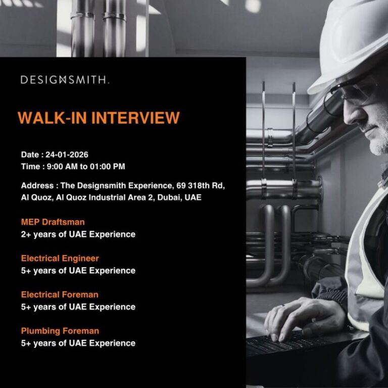 Designsmith Walk in Interview in Dubai
