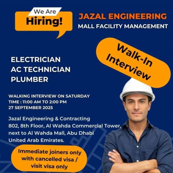 Jazal Engineering Walk in Interview in Abu Dhabi