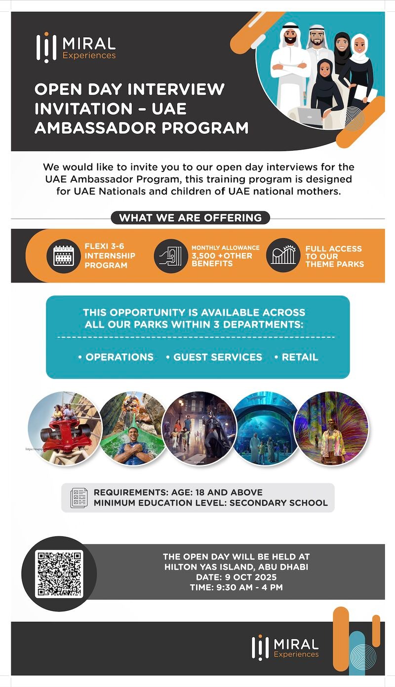 Miral Experiences Open Day Recruitment in Abu Dhabi