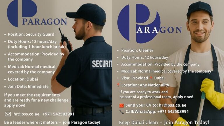 Paragon Facilities Walk in Interview in Dubai