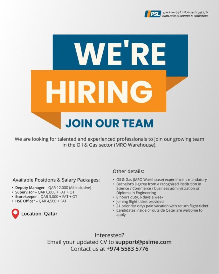 Paragon Shipping Recruitment in Qatar