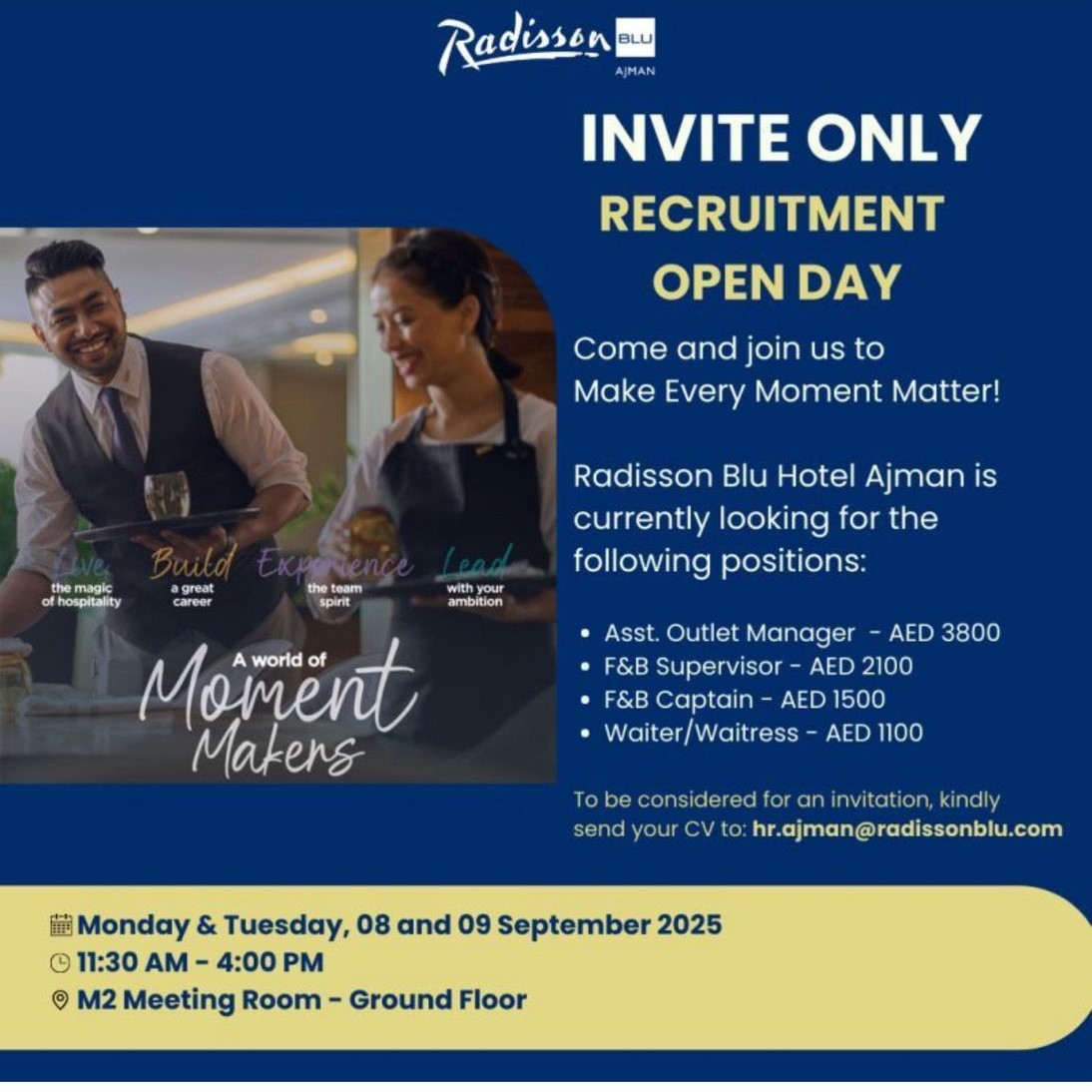 Radisson Blu Hotel Recruitment Open Day in Ajman