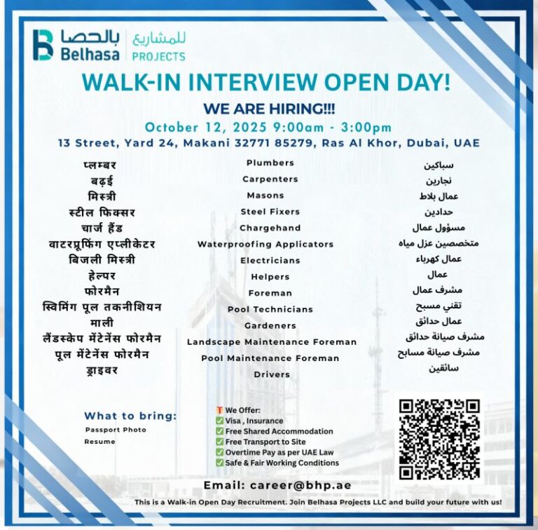 Belhasa Projects Open Day Recruitment in Dubai