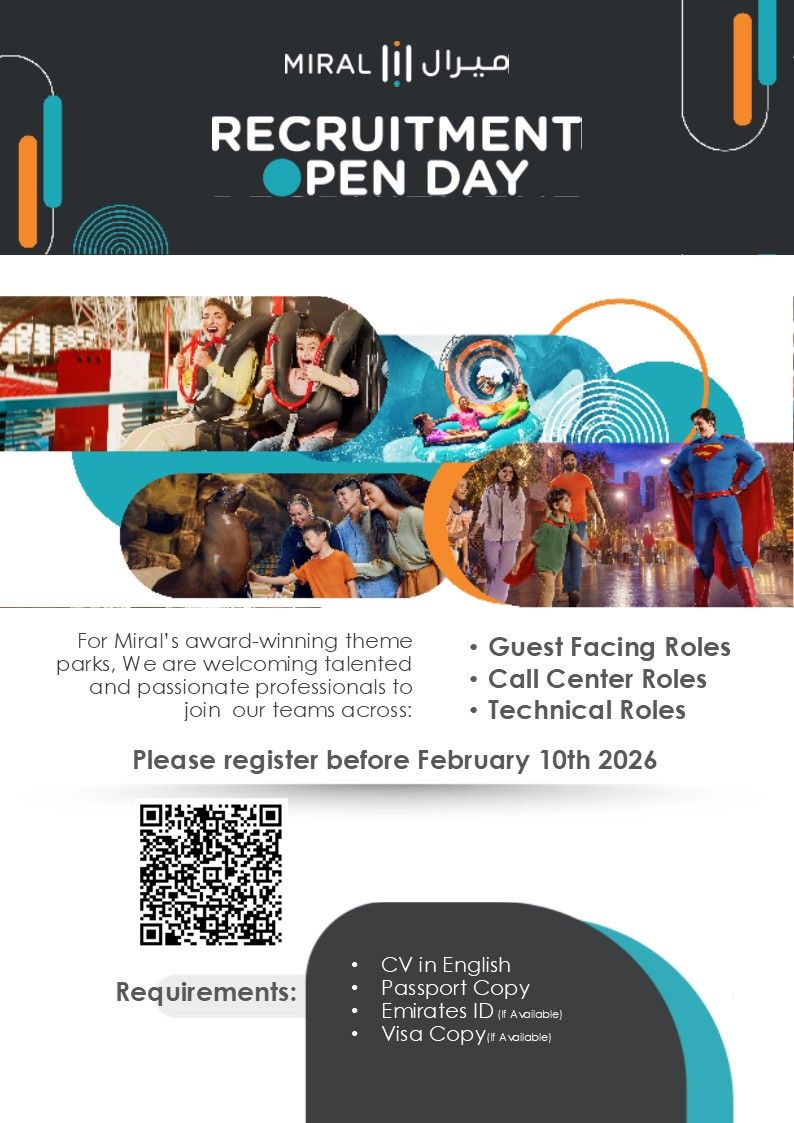 Miral Experiences Open Day Recruitment in Dubai