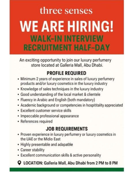 Three Senses Walk in Interview in Abu Dhabi