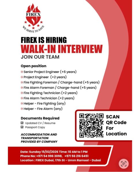 FIREX Walk in Interview in Dubai