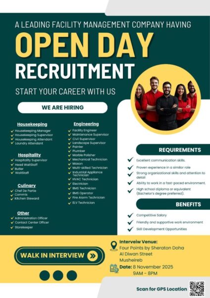 Leading Facility Management Company Open Day Recruitment