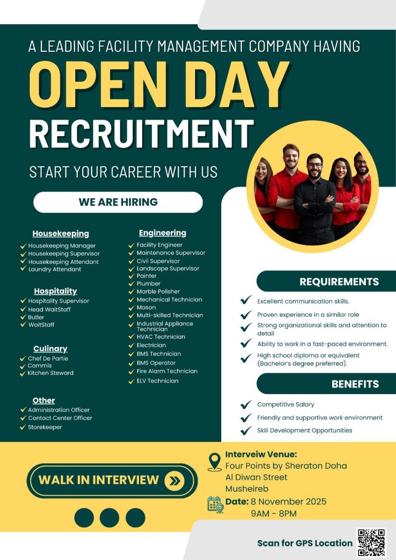 Leading Facility Management Company Open Day Recruitment