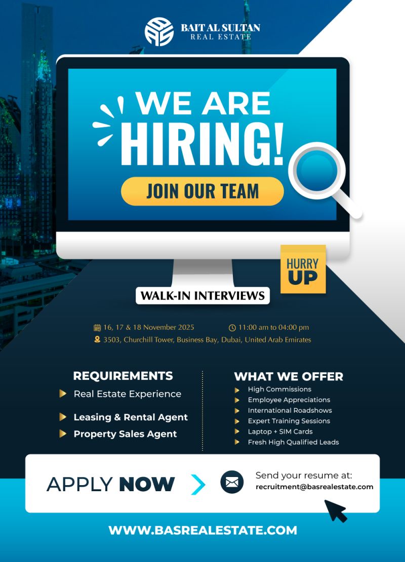 Bait Al Sultan Real Estate Walk in Interviews in Dubai