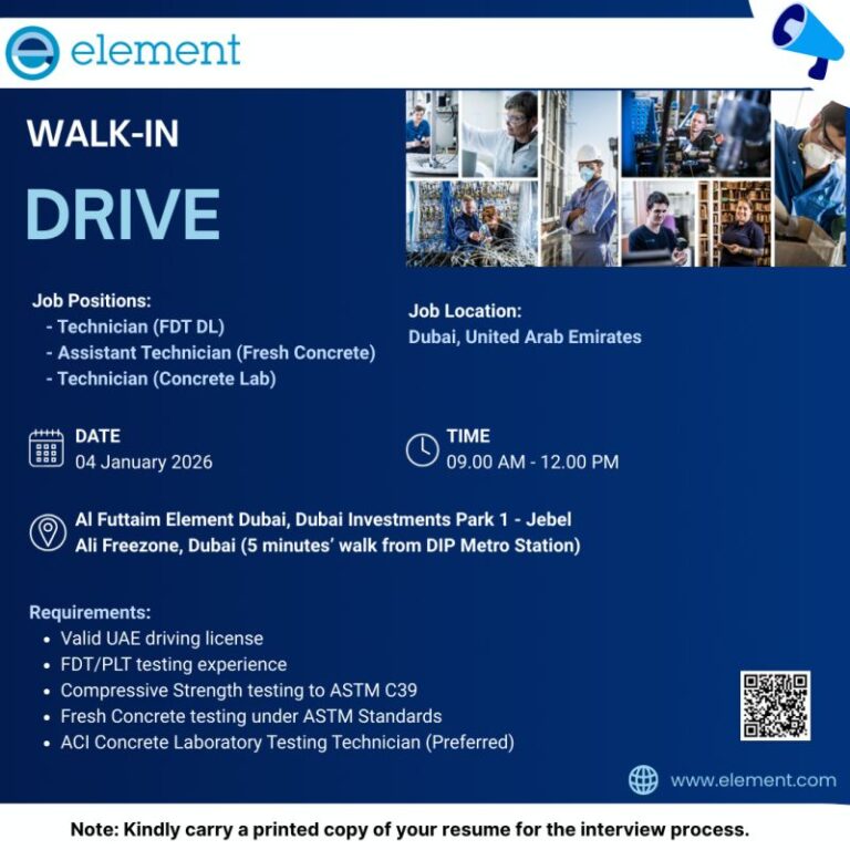 Element Walk in Interview in Dubai