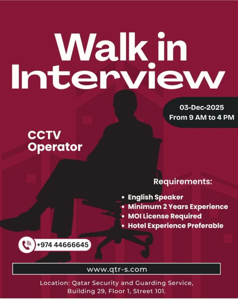 Qatar Security & Guarding Services Walk in Interview