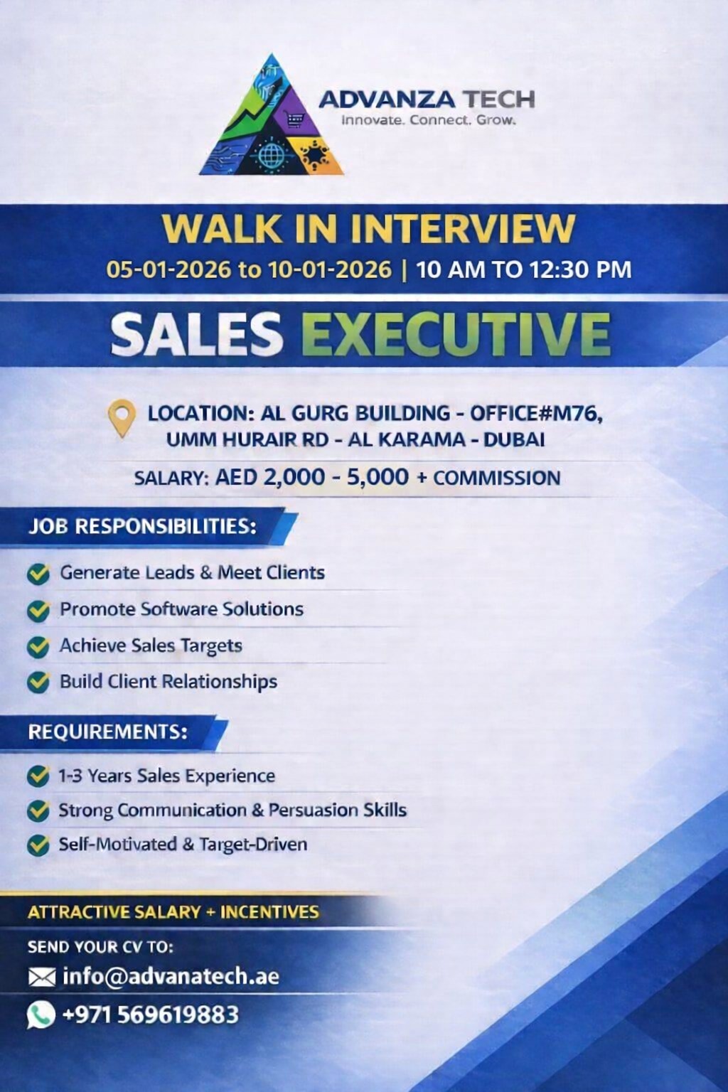 Advanza Tech Walk in Interviews in Dubai