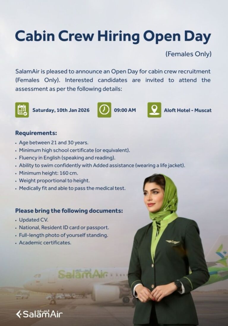 Cabin Crew Hiring Open Day in Muscat