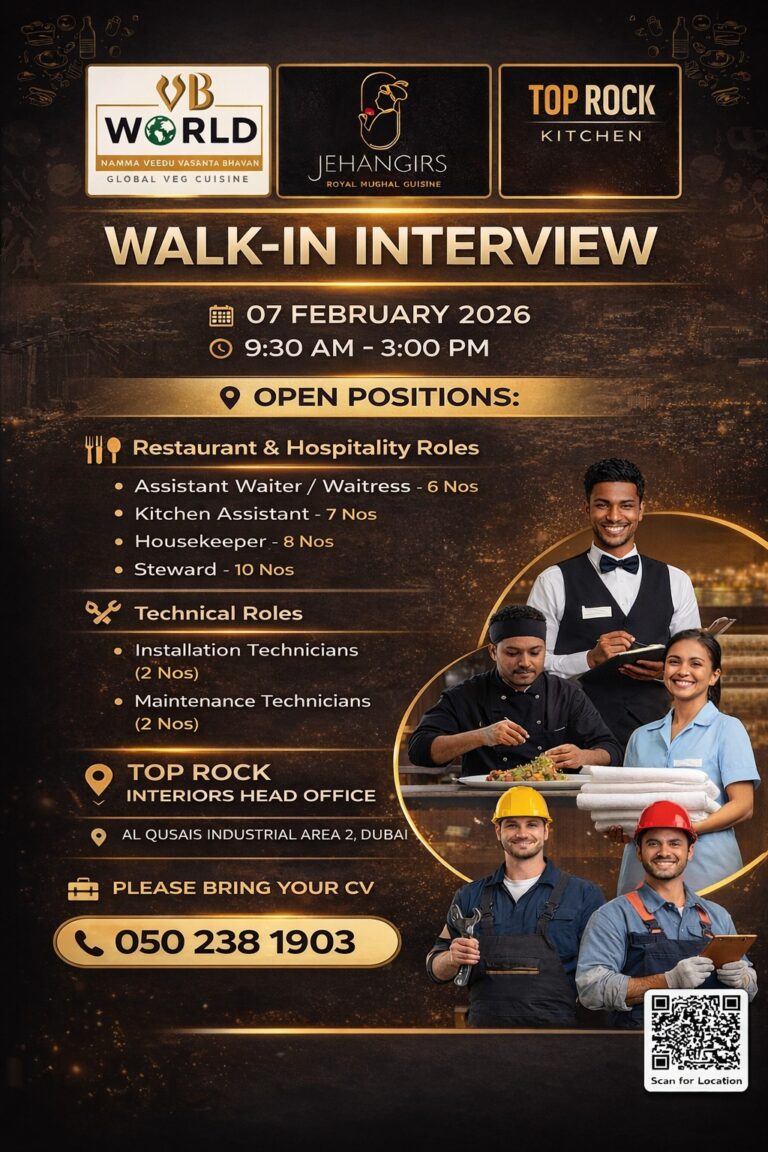 TopRock Interiors Group Walk in Interview in Dubai May 2026