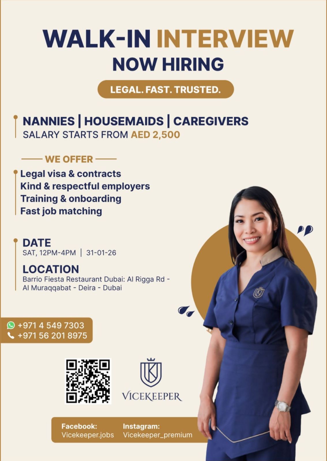 Vicekeeper Walk in Interview in Dubai