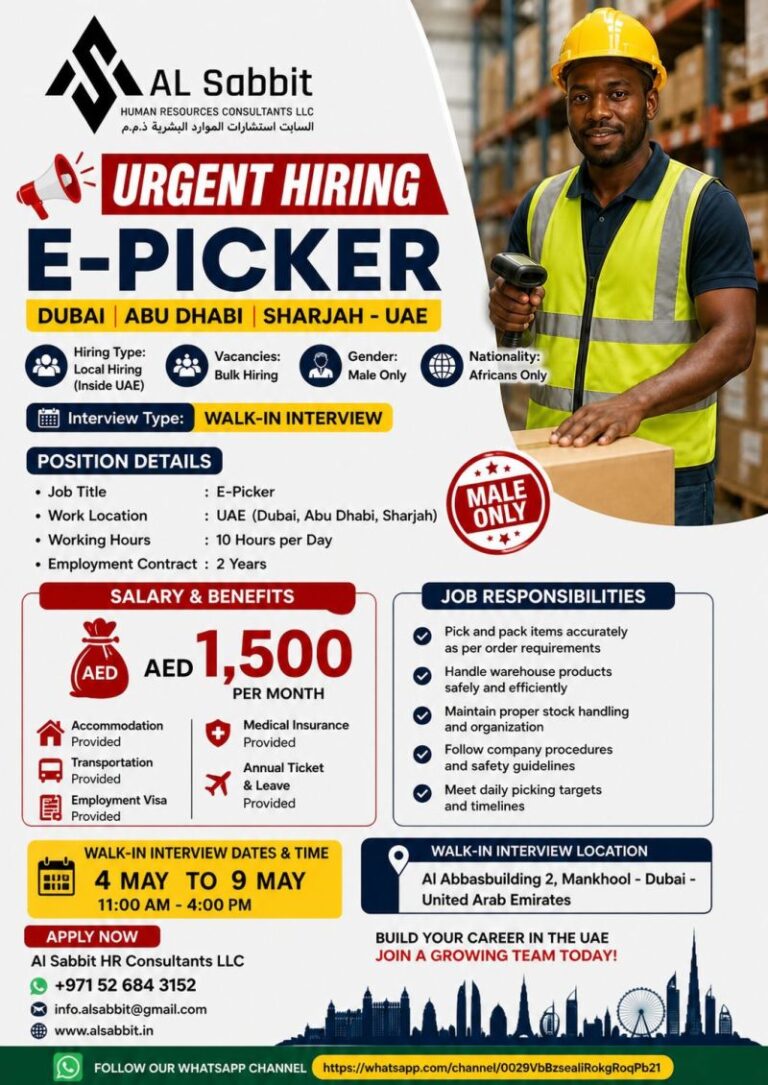 Al Sabbit Walk in Interview in Dubai May 2026