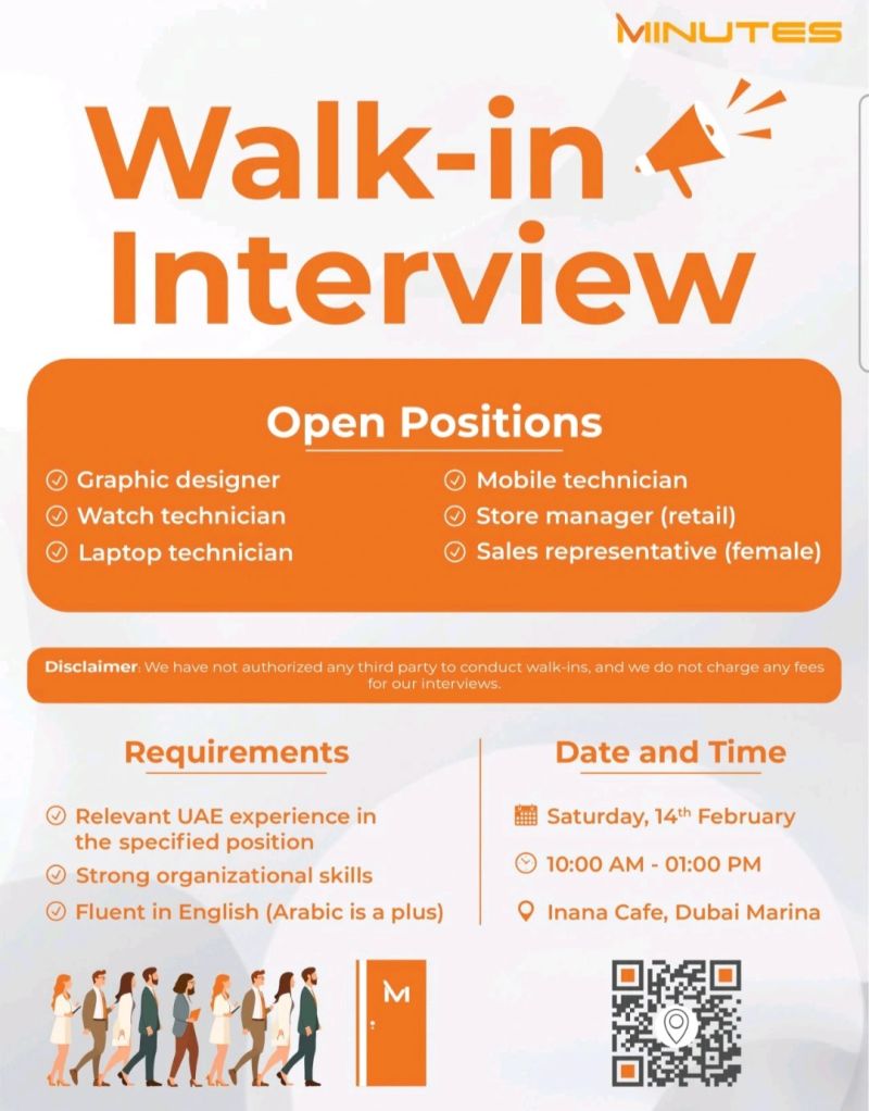 Minutes Walk in Interview in Dubai 2026 Latest Opportunity