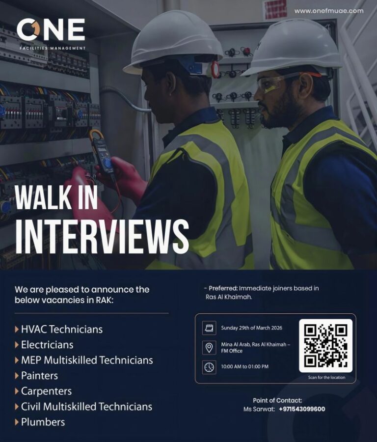 CNE Facilities Walk in Interview in Ras Al Khaimah June 2026