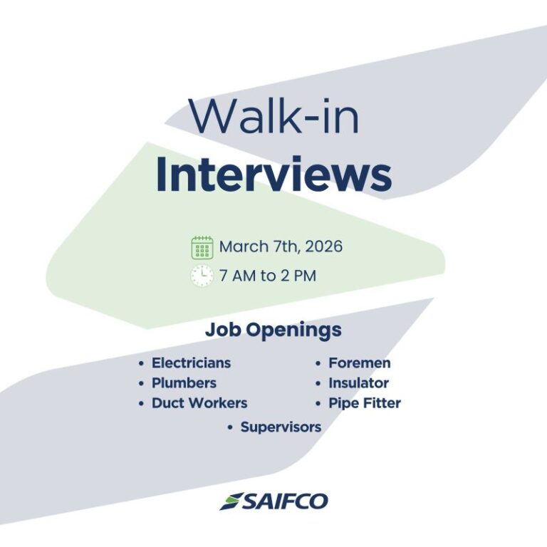 Saifco Electromechanical Walk in Interview Dubai April 2026