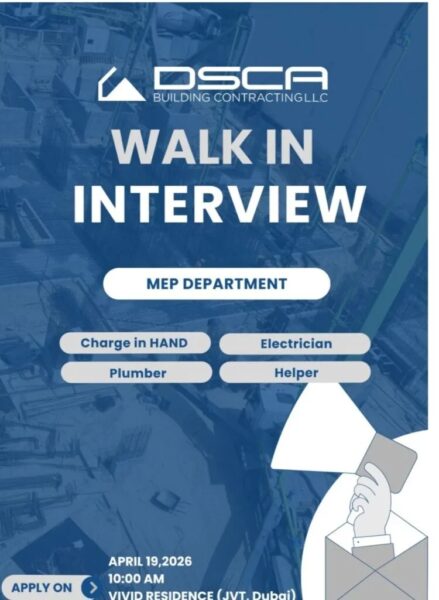 DSCA Building Contracting Walk in Interview in Dubai - Binhadis