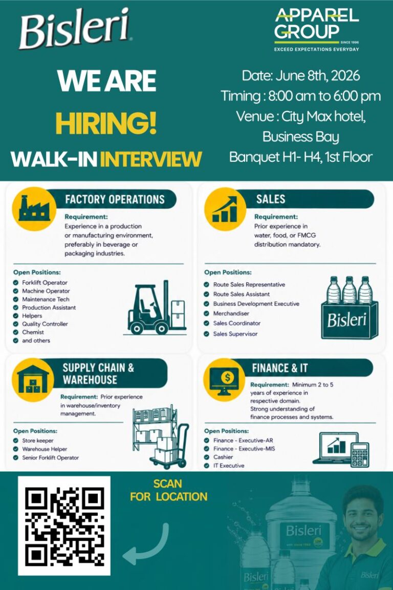 Bisleri International Walk in Interview in Dubai May 2026
