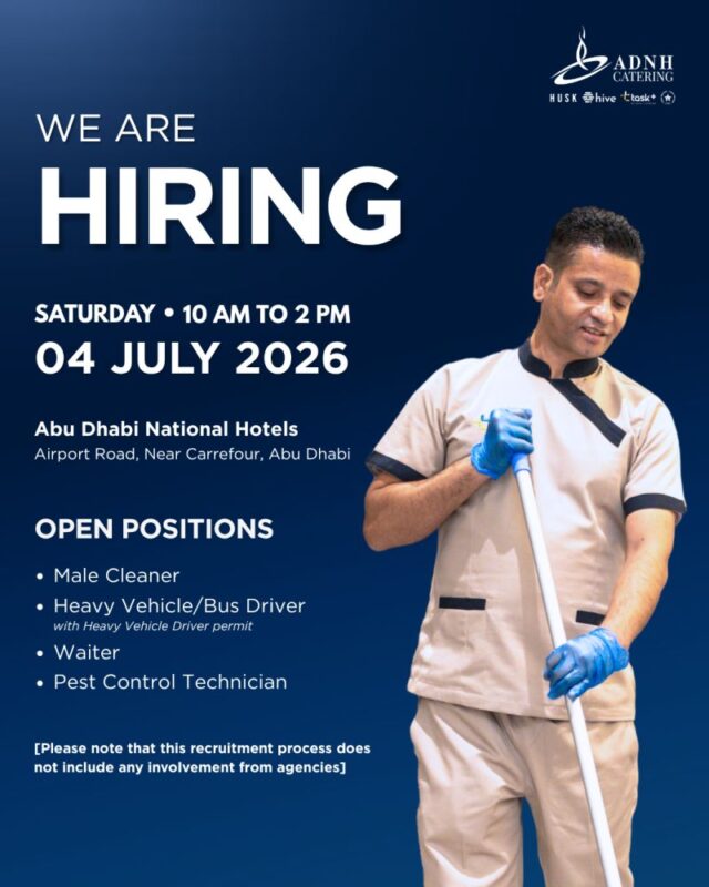 ADNH Catering Walk in Interview in Abu Dhabi July 2026