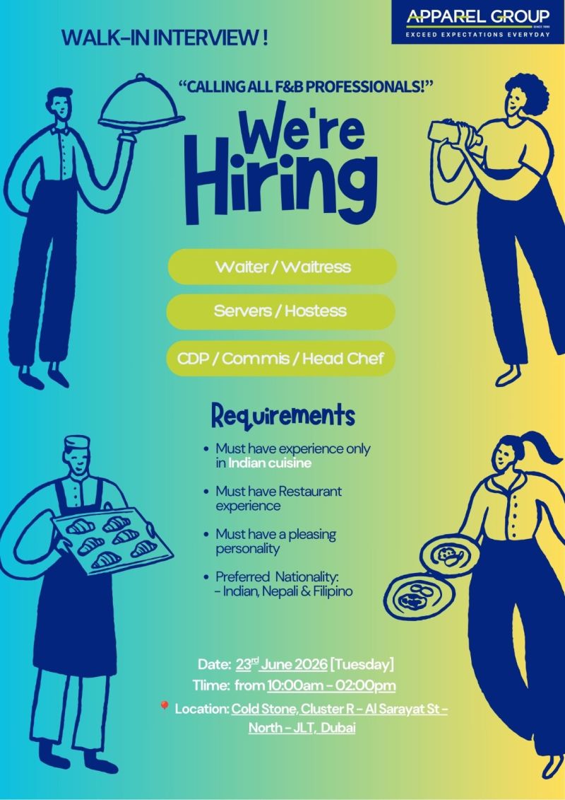 Apparel Group Walk in Interview in Dubai June 2026