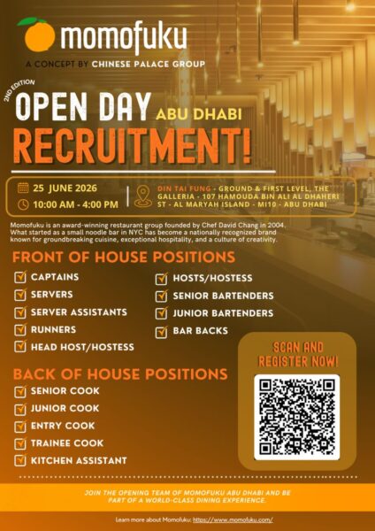 Momofuku Open Day Recruitment in Abu Dhabi - Binhadis